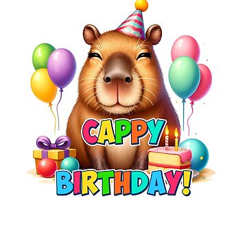 "Capybara Cappy Birthday!" Greeting Card for Sale by GloxxiDesign ...