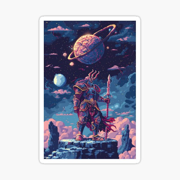 "Space Paladin Cosmic Pixel Knight 8-Bit Fantasy" Sticker for Sale by ...