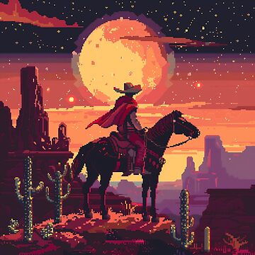 "Pixel Cowboy 8-Bit Western Outlaw " Sticker for Sale by Kaos-Bit ...