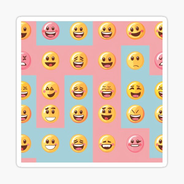 "Emoji Cute Faces Kawaii Text Message Social Media Seamless Pattern 2 ...