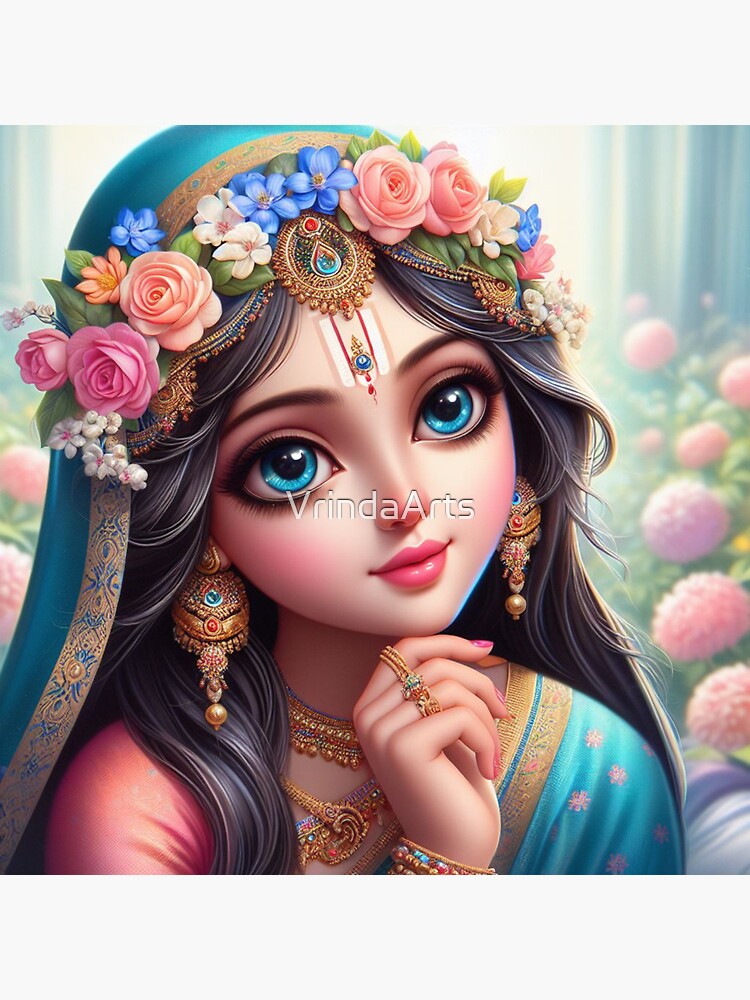 "Beautiful Radha Rani thinking about Krishna" Sticker for Sale by ...