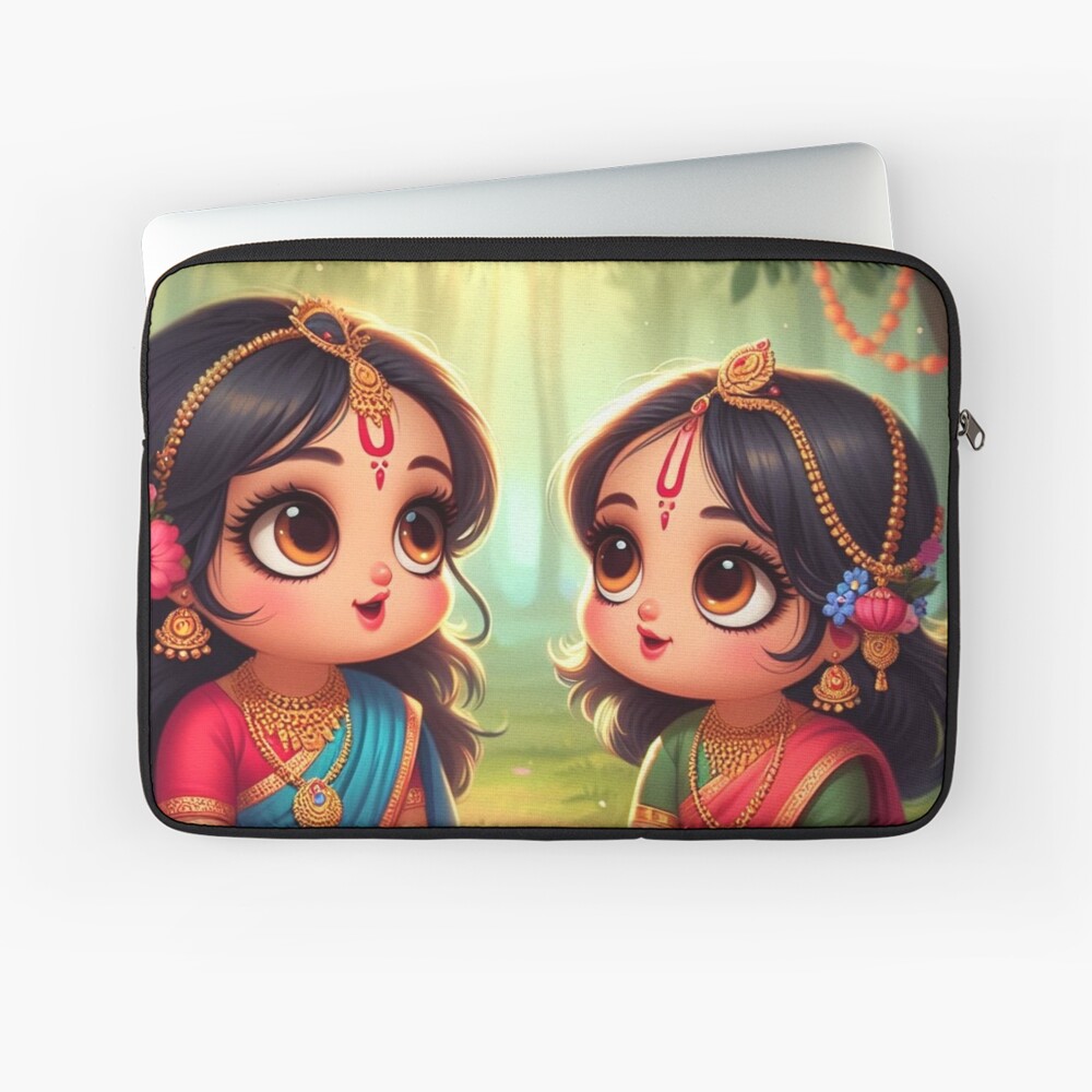 "Cute Baby Radha Rani Talking with Friend in Vrindavan Forest" Sticker ...