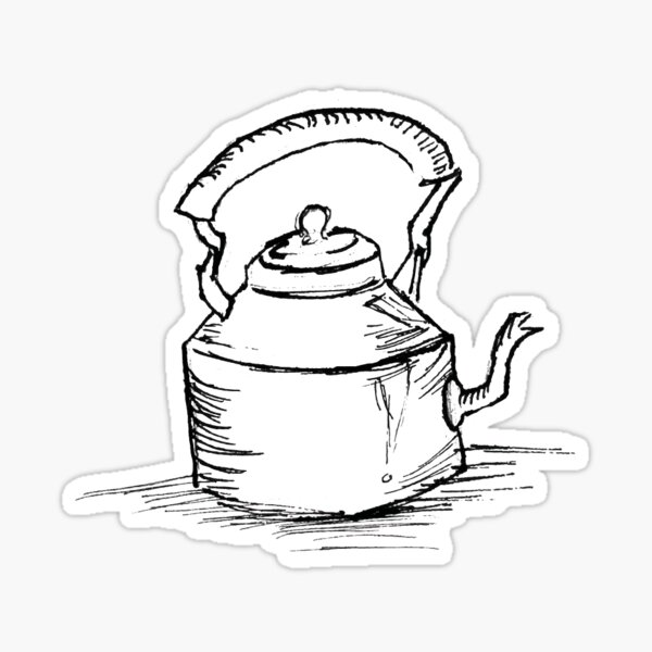 "Teapot Line Drawing" Sticker for Sale by ChloeLynArt | Redbubble