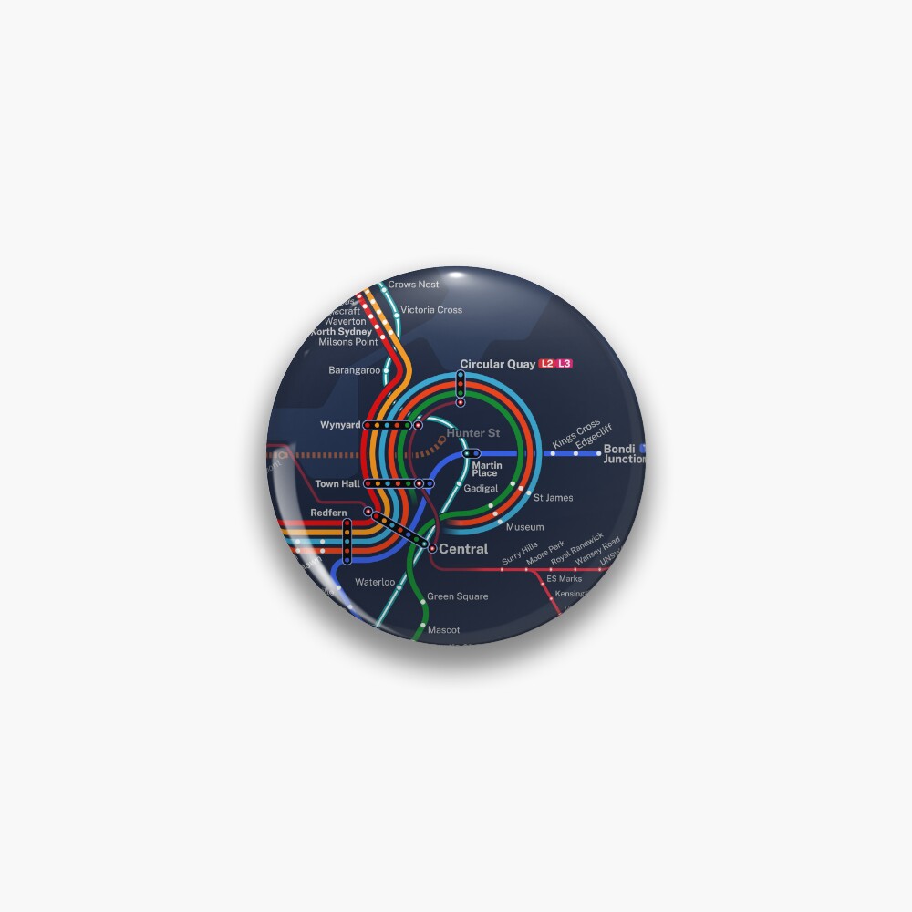 "Sydney Trains, Metro, and Light Rail map - 2025 (Dark theme) " Sticker ...
