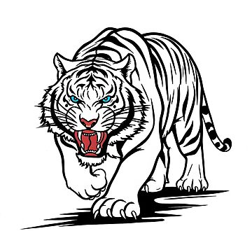 "White Bengal Tiger with Blue Eyes" Sticker for Sale by Bananobanini ...