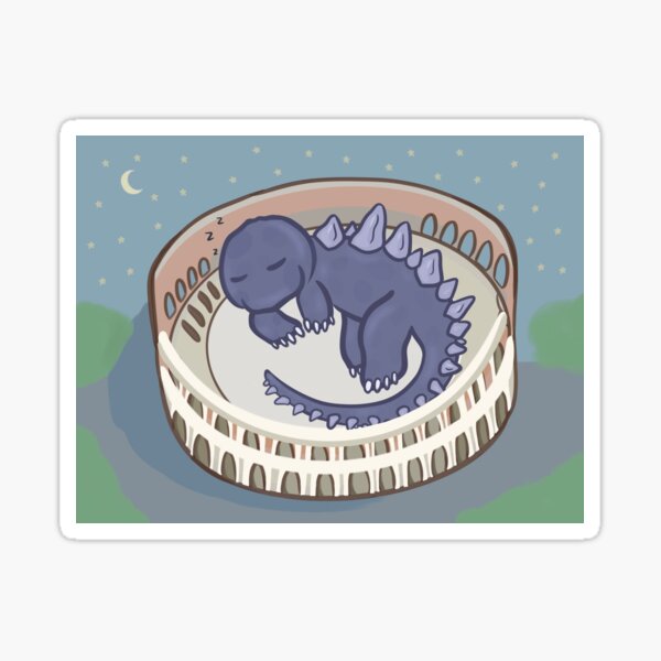 "Godzilla sleeping in the Colosseum" Sticker for Sale by marakiiart ...