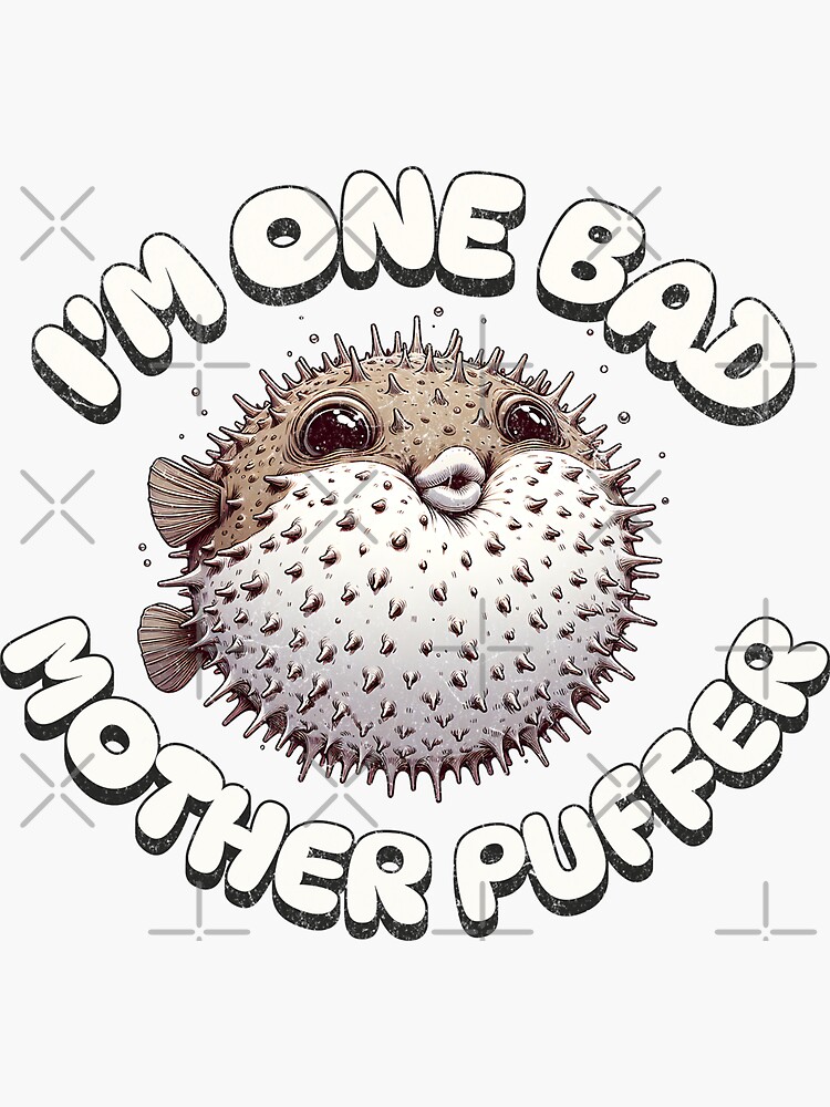 "Funny Puffer Fish, Blowfish, Balloon Fish, Cute Pufferfish" Sticker ...