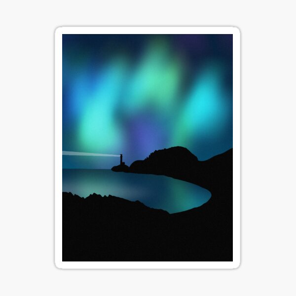 "Northern Lights Lighthouse" Sticker for Sale by Paws & Prints | Redbubble