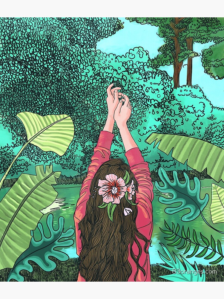 "Comic Book Jungle | Tropical Banana Leaves Travel | Line Art Forest ...