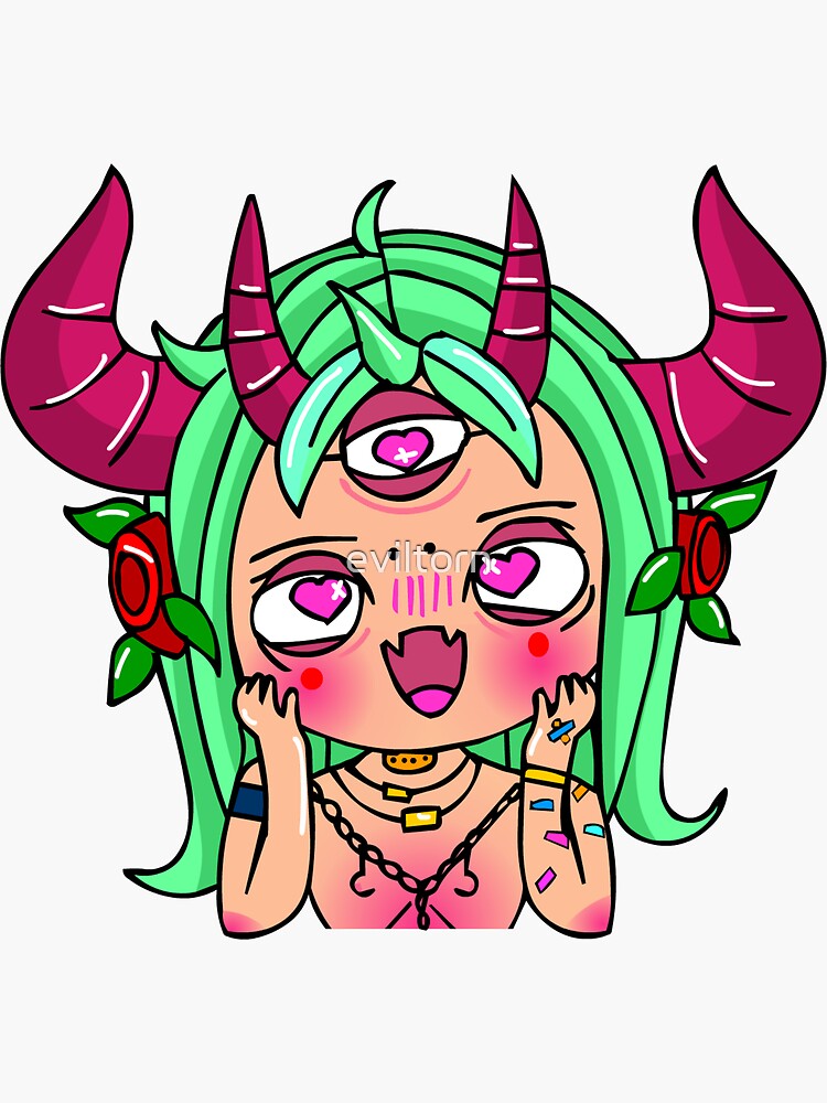 "Cute chibi demon sticker" Sticker for Sale by eviltorn | Redbubble