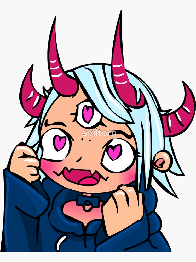 "Cute chibi demon in hoodie sticker" Sticker for Sale by eviltorn | Redbubble