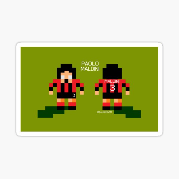 "Paolo Maldini x Sensible Soccer" Sticker for Sale by 8bit16 | Redbubble