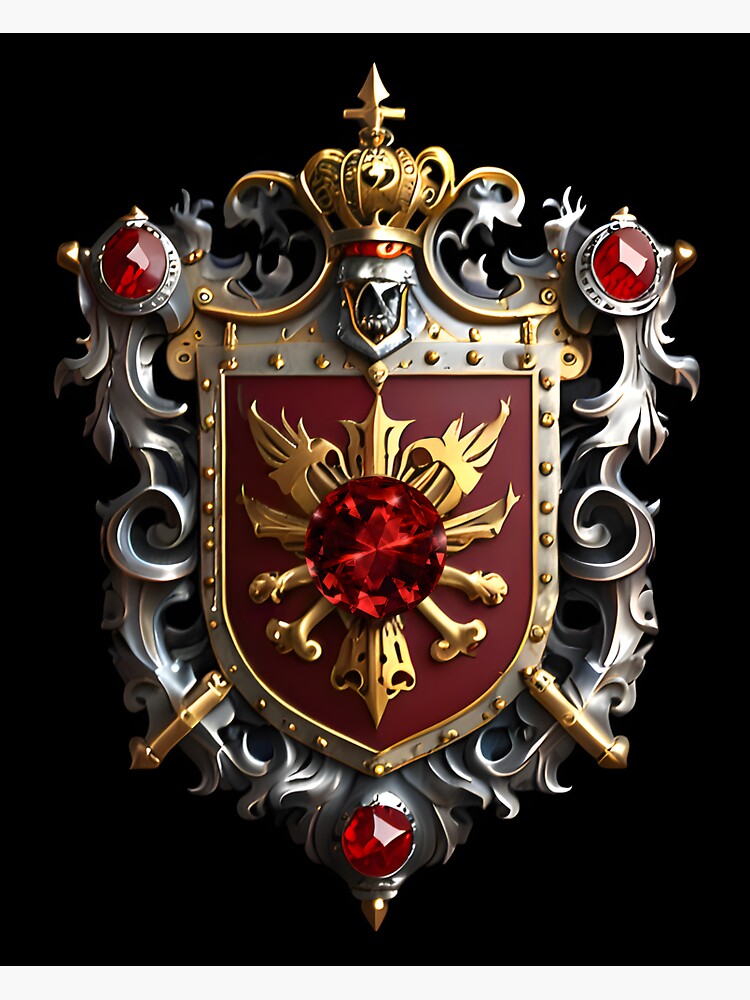 "Classic Custom Golden Silver Ruby Coat Of Arms" Sticker for Sale by ...