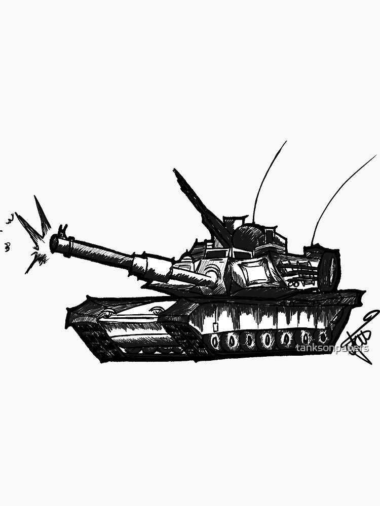 "M1 ABRAMS Main Battle Tank with Ink" Sticker for Sale by tanksonpapers ...