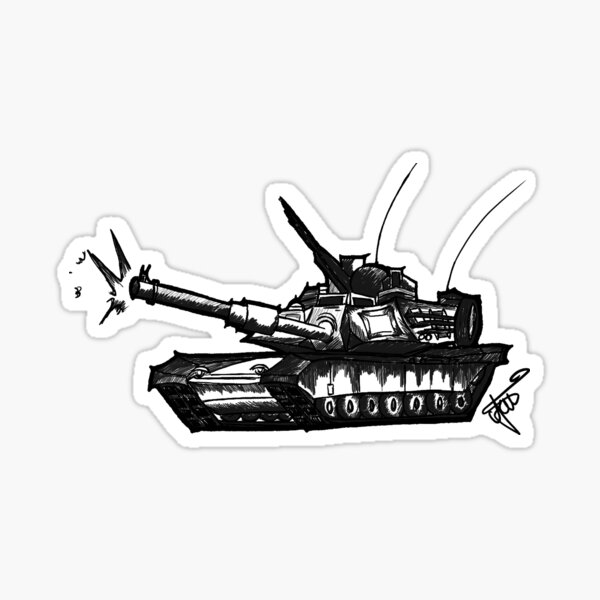 "M1 ABRAMS Main Battle Tank with Ink" Sticker for Sale by tanksonpapers ...