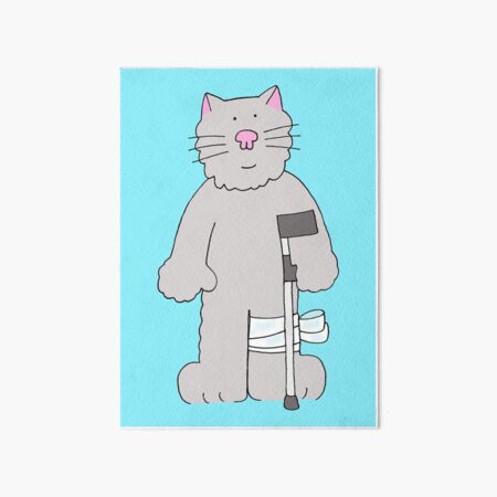 "Speedy Recovery From Knee Surgery Cartoon Cat on a Crutch" Art Board ...
