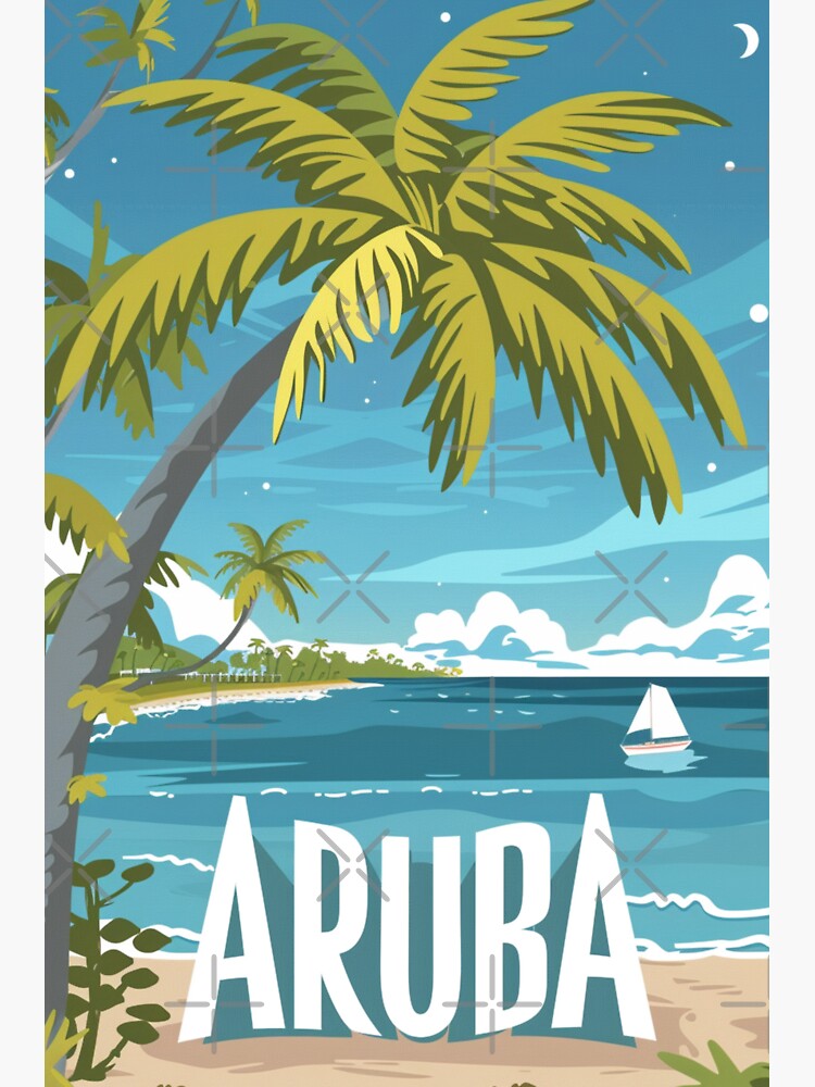 "A Vintage Travel Illustration of Aruba" Sticker for Sale by ...
