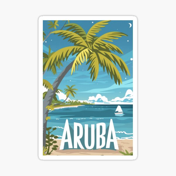 "A Vintage Travel Illustration of Aruba" Sticker for Sale by ...