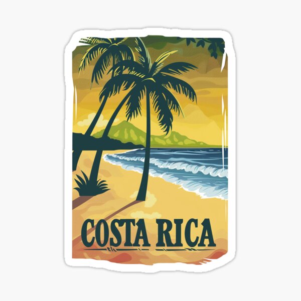 "A Vintage Travel Illustration of Costa Rica" Sticker for Sale by ...