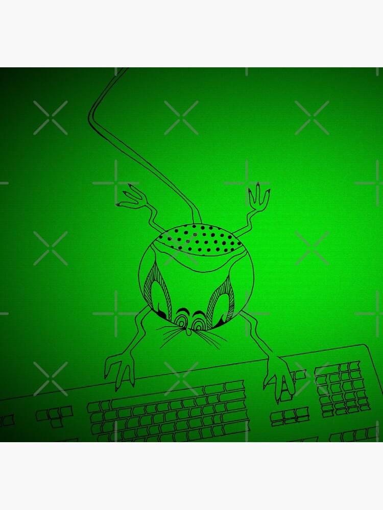 "Colorized drawing of a mouse typing on a computer keyboard" Sticker by ...