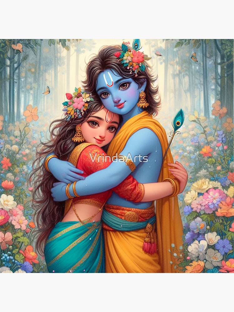 "Beautiful Radha Krishna Hugging Each Other" Sticker for Sale by ...