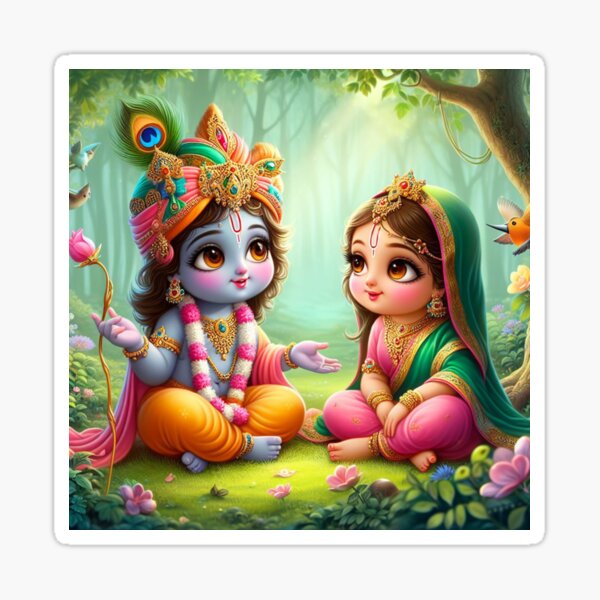 "Cute Baby Radha Krishna Images Looking at Each Other in Vrindavan ...