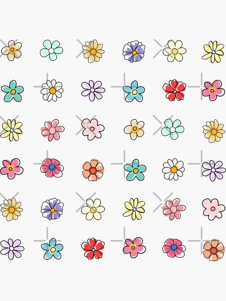 "Variety Pack of 36 Mini Flower Stickers and Magnets" Sticker for Sale ...