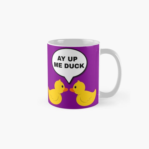 "Ay Up Me Duck Lila Becher" Kaffeebecher von BrambleBox | Redbubble