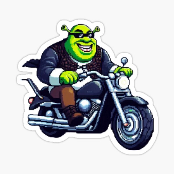 "Shrek on a Motorcycle - Funny Car stickers/Waterbottle Stickers ...
