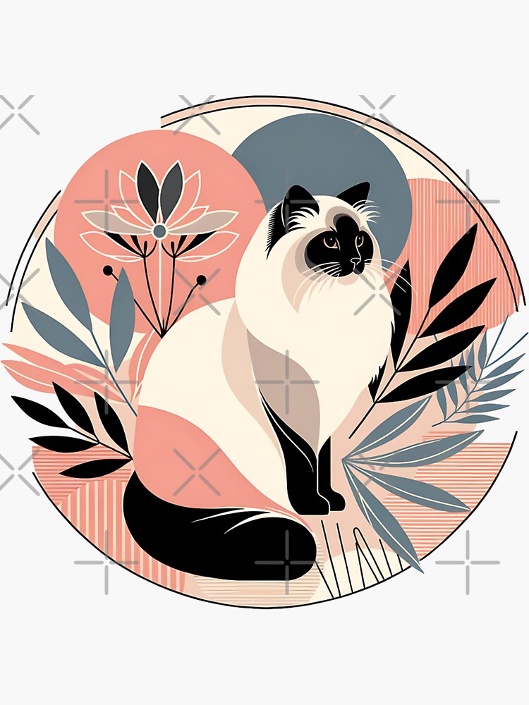 "Abstract Floral Himalayan Cat" Sticker for Sale by TheAnimalZ00 ...