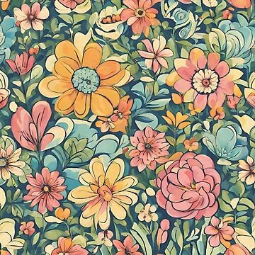 "Retro Spring Flowers" Pillow for Sale by gotitat | Redbubble