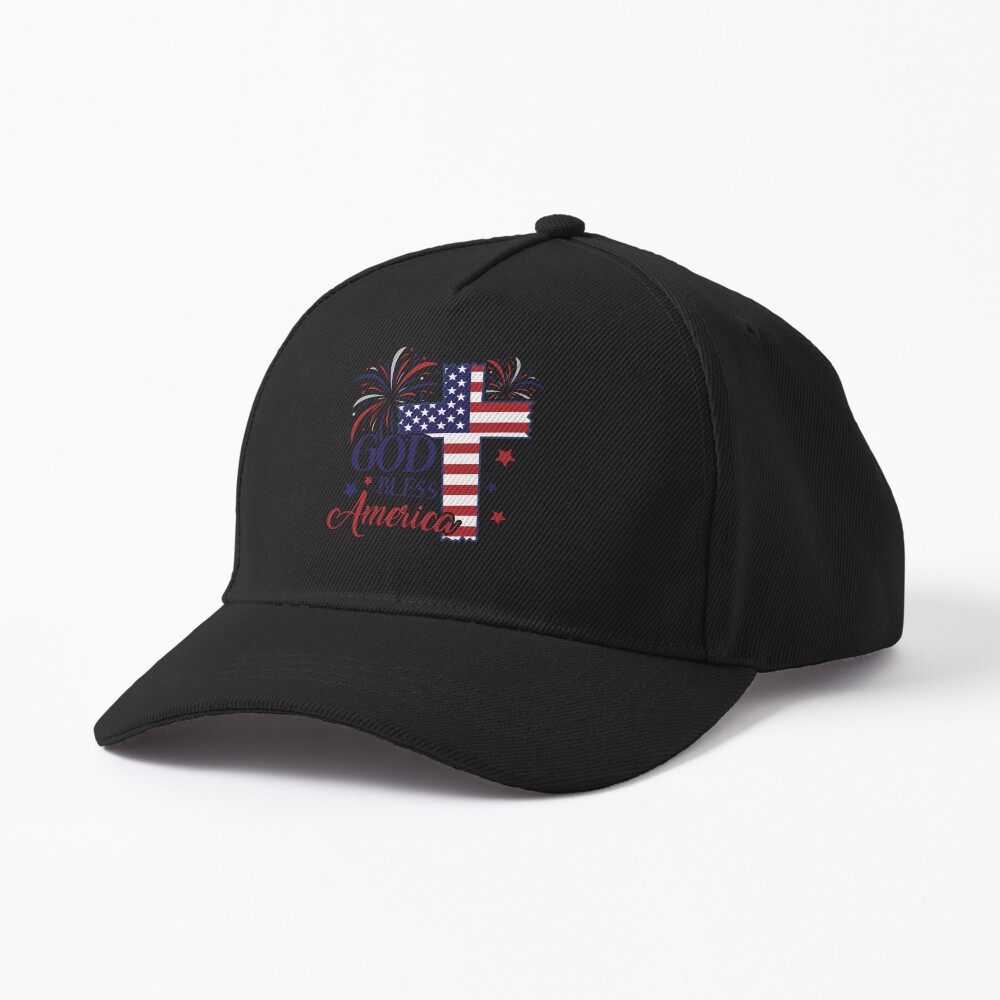 "American Flag Cross With Fireworks God Bless America" Sticker for Sale ...