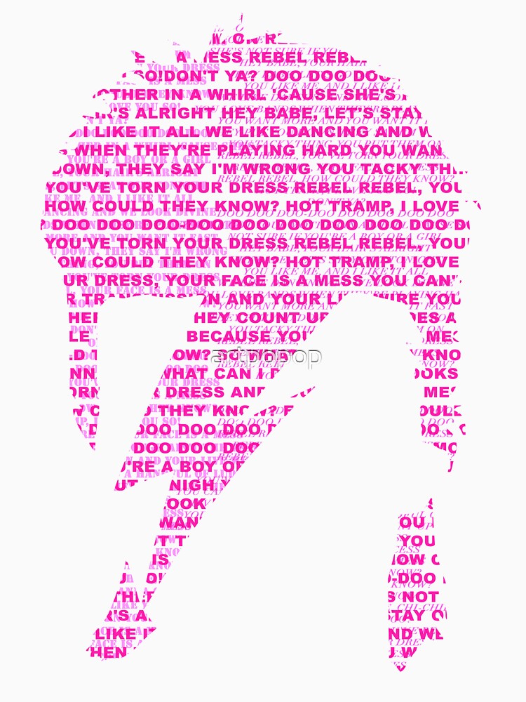 "ROCK N ROLL STAR #REBEL REBEL LYRICS M" T-shirt by artpopop | Redbubble