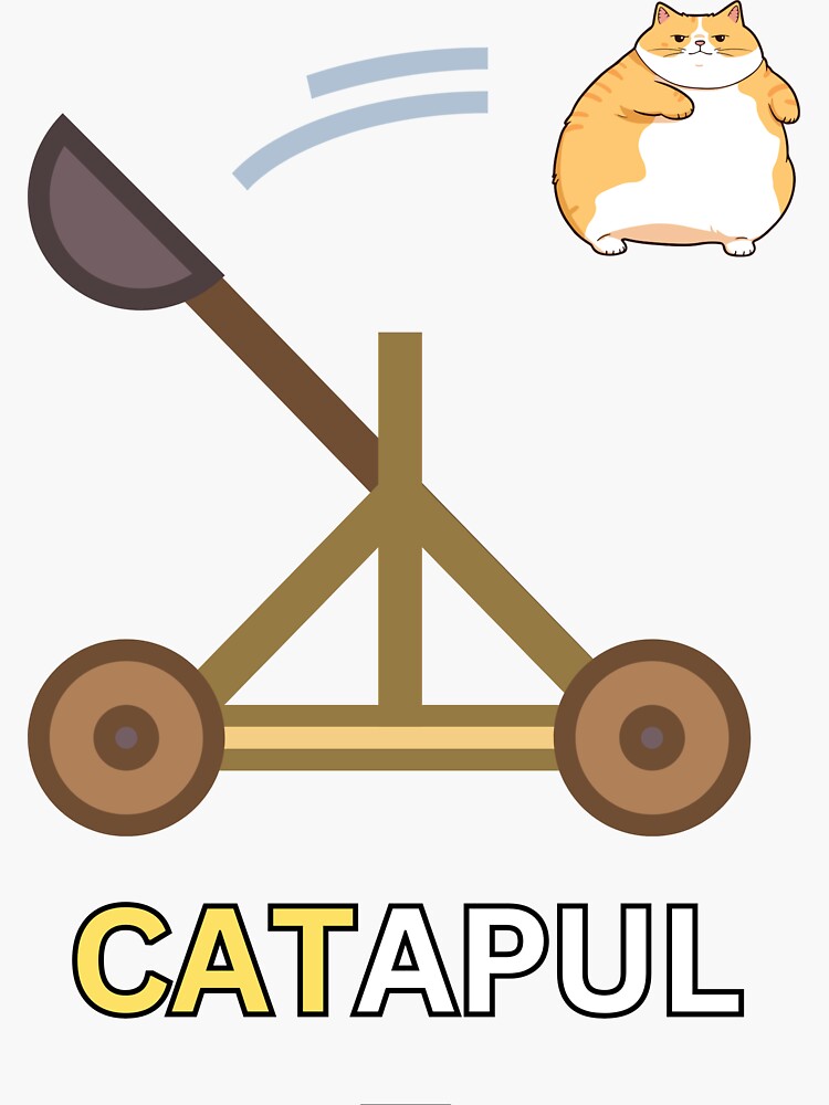 "Catapult Master - Medieval Siege Funny Fat Cat Weapon Design" Sticker for Sale by HumidKobolt ...