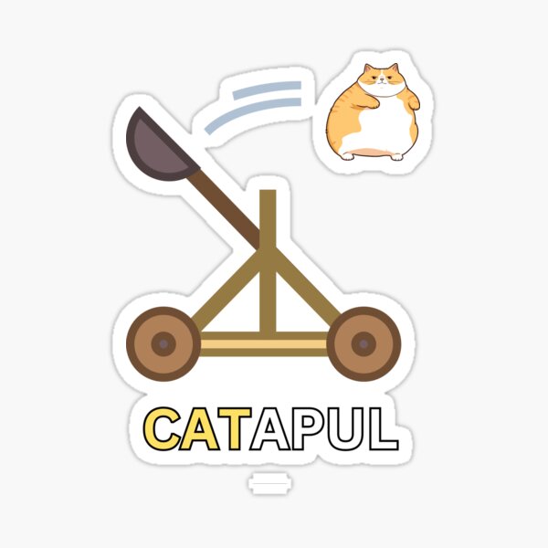 "Catapult Master - Medieval Siege Funny Fat Cat Weapon Design" Sticker ...
