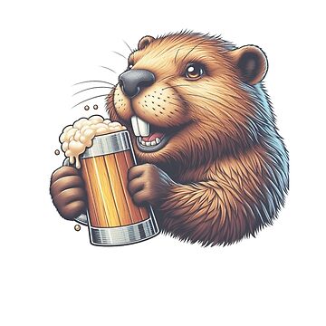 "Funny Drinking Beaver" Sticker for Sale by PaulHawkDesigne | Redbubble