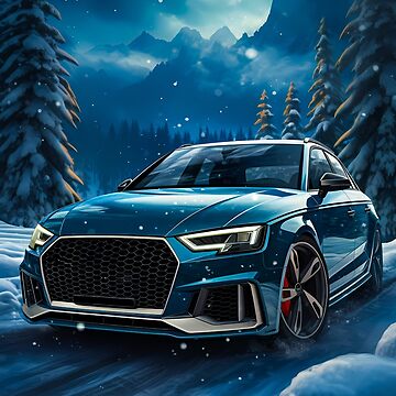 " Blue Audi RS3 Snowy Road And Moon" Sticker for Sale by RevUpDesign ...