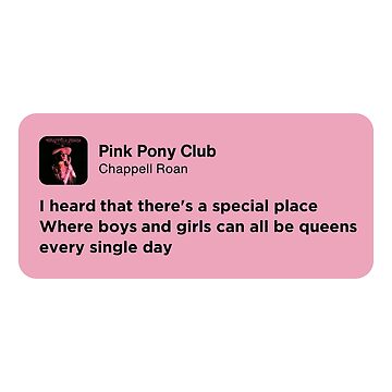 "Chappell Roan Pink Pony Club Spotify Lyrics" Sticker for Sale by ...
