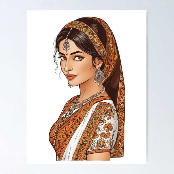 "Desi Girl in Sari" Poster for Sale by CosmixT | Redbubble