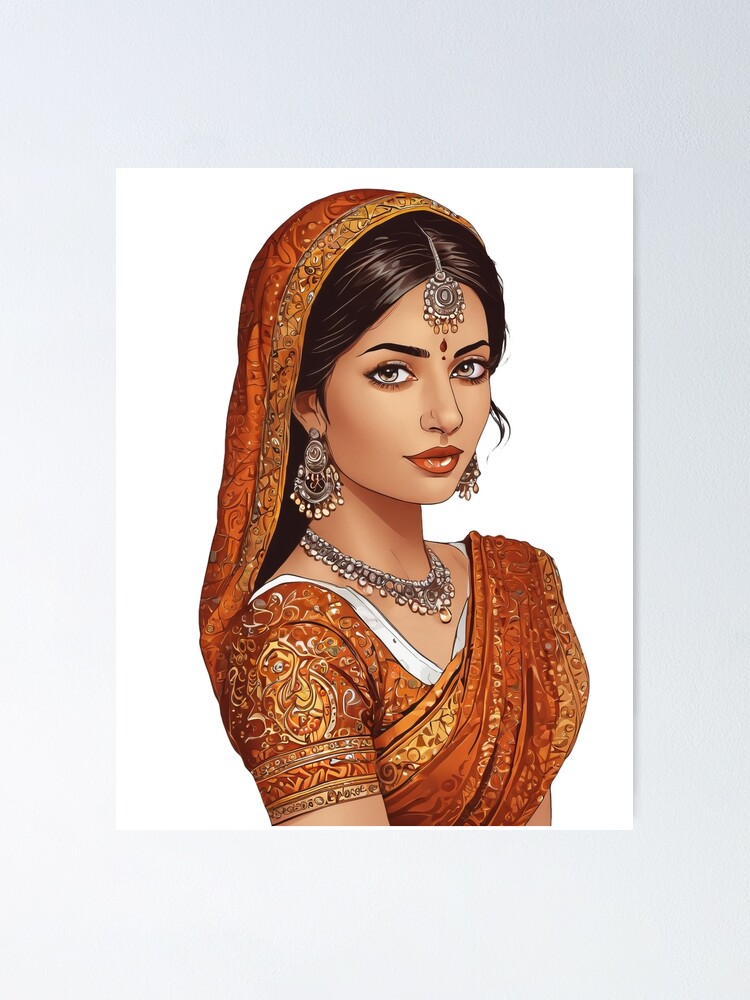 "Desi Girl in sari" Poster for Sale by CosmixT | Redbubble