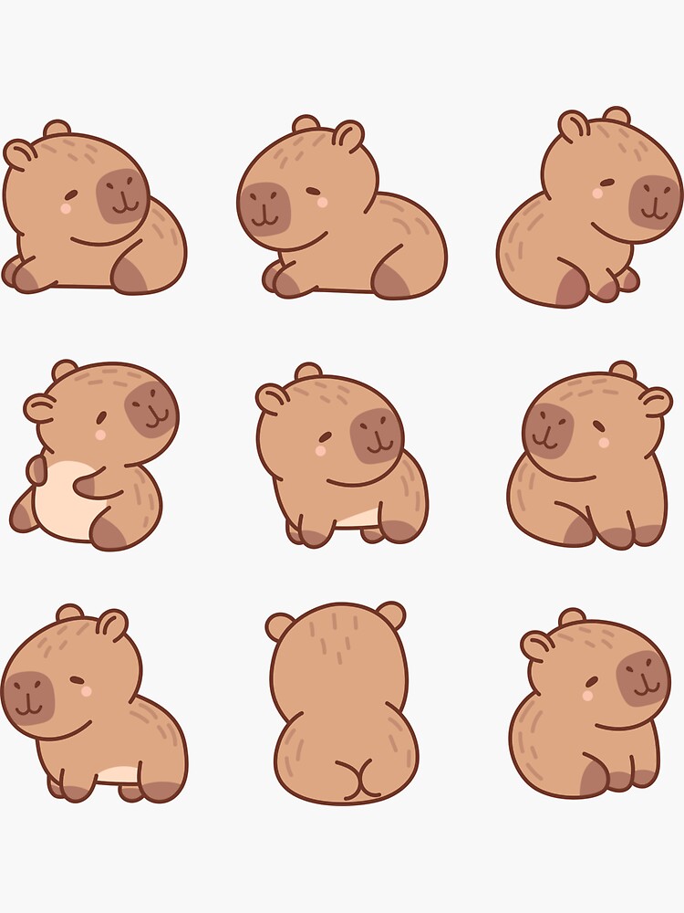 "Funny Kawaii Capybara Pack" Sticker for Sale by OlyaLitvinova | Redbubble