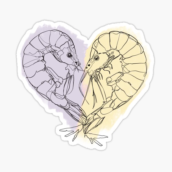 "Lover prawn " Sticker for Sale by ArtDjevel | Redbubble