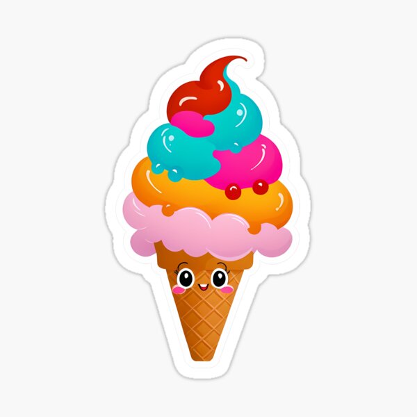 "Cute Cartoon Ice Cream" Sticker for Sale by inkethic | Redbubble