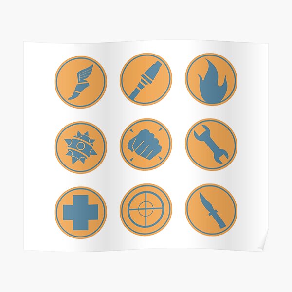 "TF2 BLU Class Symbols" Poster for Sale by callmejelli | Redbubble