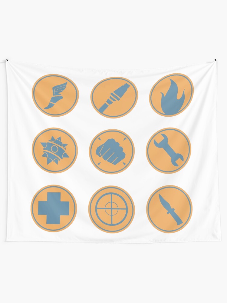 "TF2 BLU Class Symbols" Tapestry by callmejelli | Redbubble