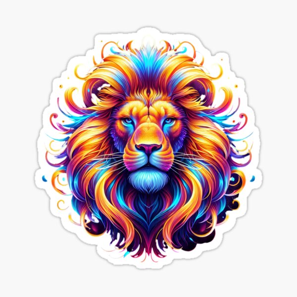 "Colorful lion face" Sticker by ModederZukunft | Redbubble