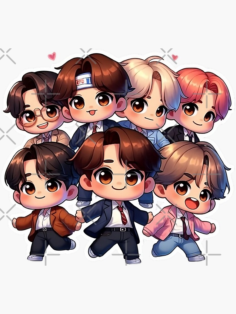 "Chibi BTS" Sticker for Sale by StickersNPeels | Redbubble