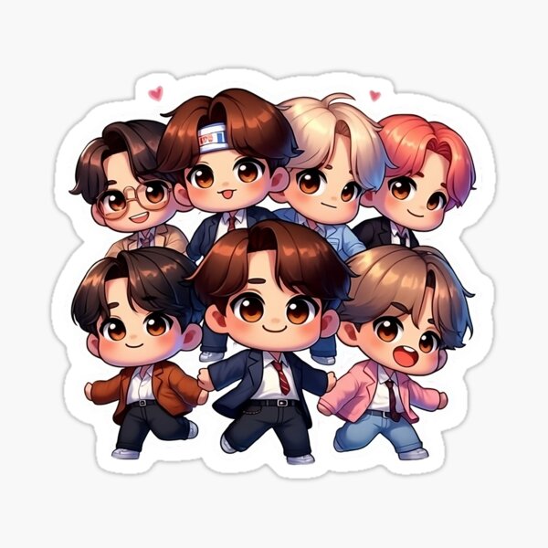 "Chibi BTS" Sticker for Sale by StickersNPeels | Redbubble