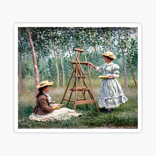 "In the Woods at Giverny, Blanche Hoschedé at Her Easel " Sticker for ...