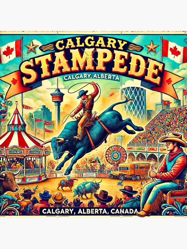 "Retro Calgary Stampede Poster" Sticker for Sale by Koalangel | Redbubble
